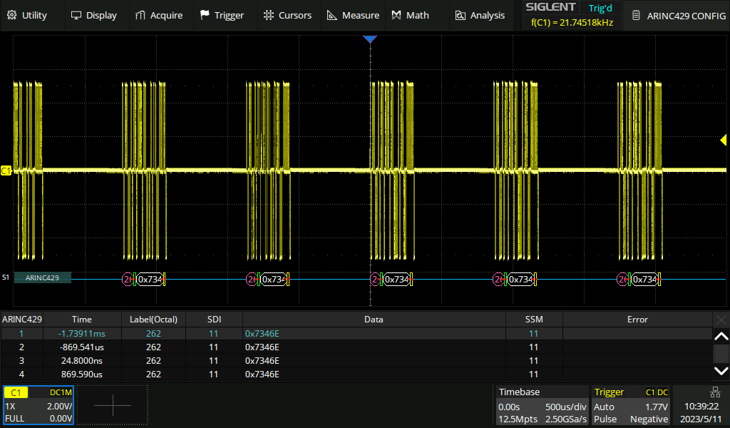 ARINC429 decoding activation license (SDS5000X series) - Siglent